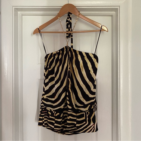 Cache | Tops | Vintage 9s Y2k Cache Animal Print Chain Strap Halter Top ...